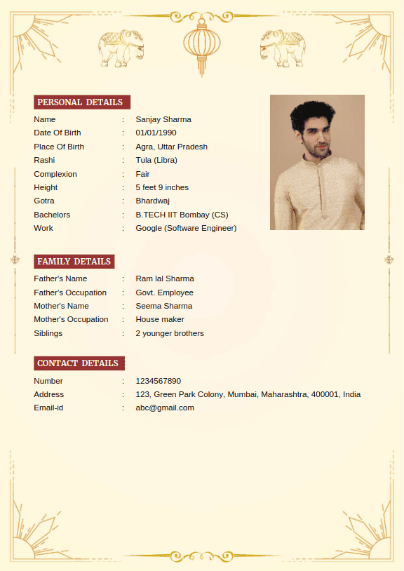 Free Marriage Biodata Maker - Download PDF Instantly