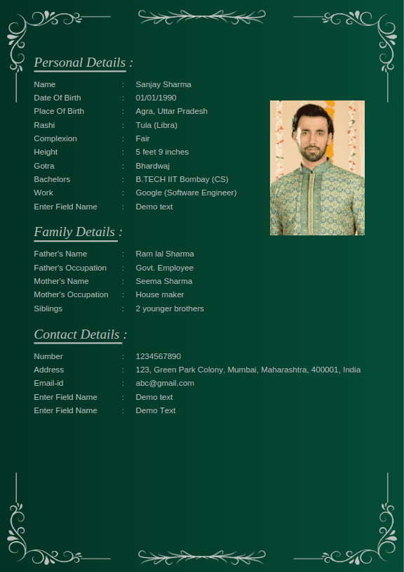 Free Marriage Biodata Maker - Download PDF Instantly