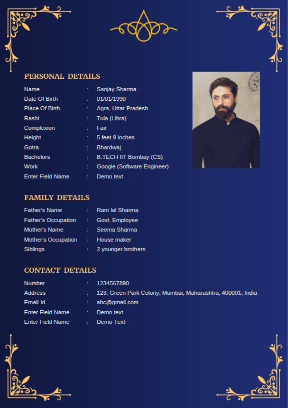 Free Marriage Biodata Maker - Download PDF Instantly